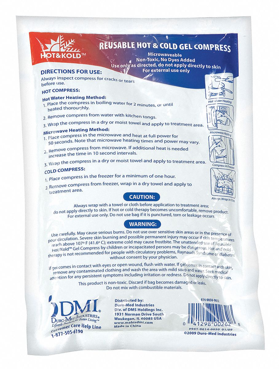10-1/2" x 5" White Reusable Cold/Hot Pack, 12PK - Grainger