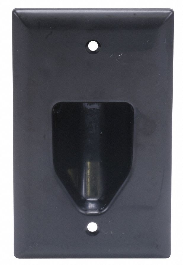 Wall Plate,Cable,Recessed,1G,Blk - Grainger