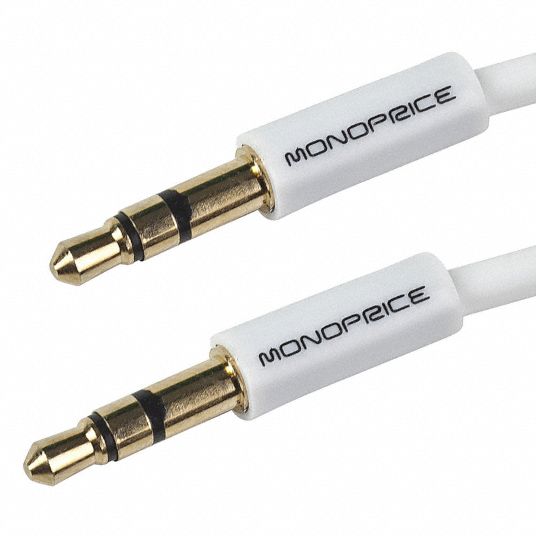 Audio Cable, White, Length 3 ft, PVC Jacket Material - Grainger