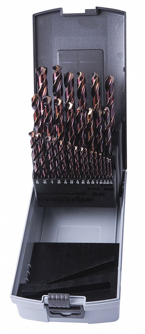 Jobber Drill Bit Set, Drill Bit Point Angle 135° - Grainger