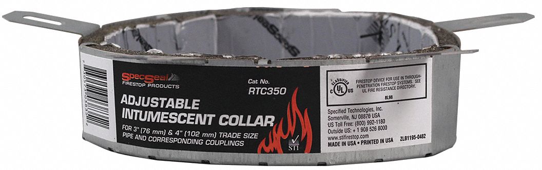 STI, 3 in/4 in For Pipe Size, 2 hr, Firestop Pipe Collar - 38G951 ...