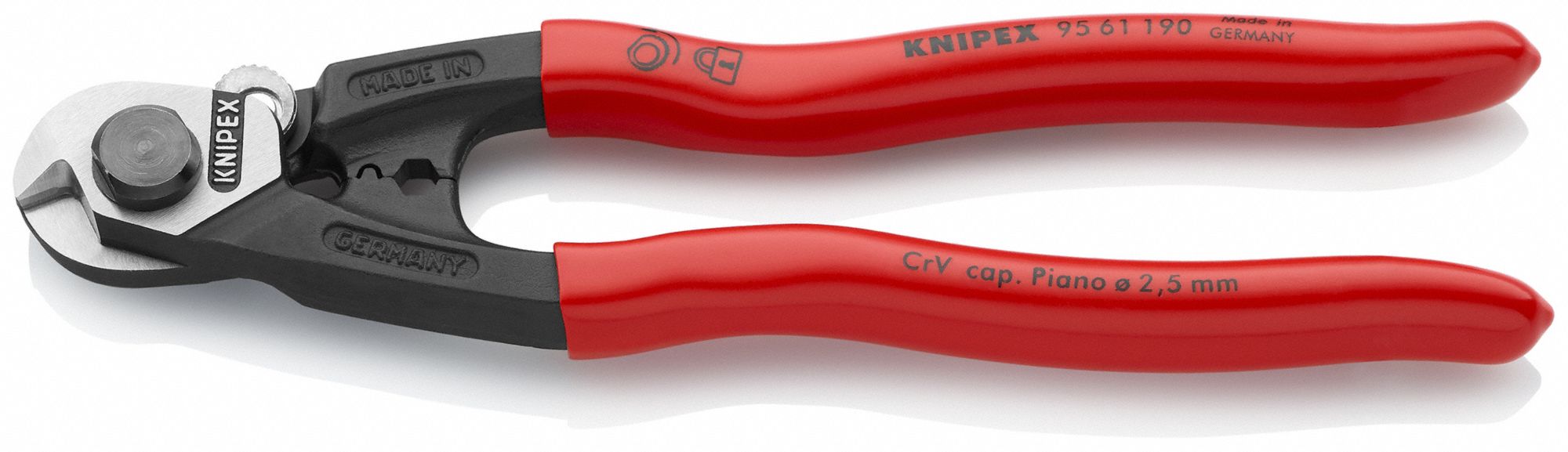 KNIPEX Wire Cutter,7 1/2 in Overall Length,Shear Cut Cutting Action ...