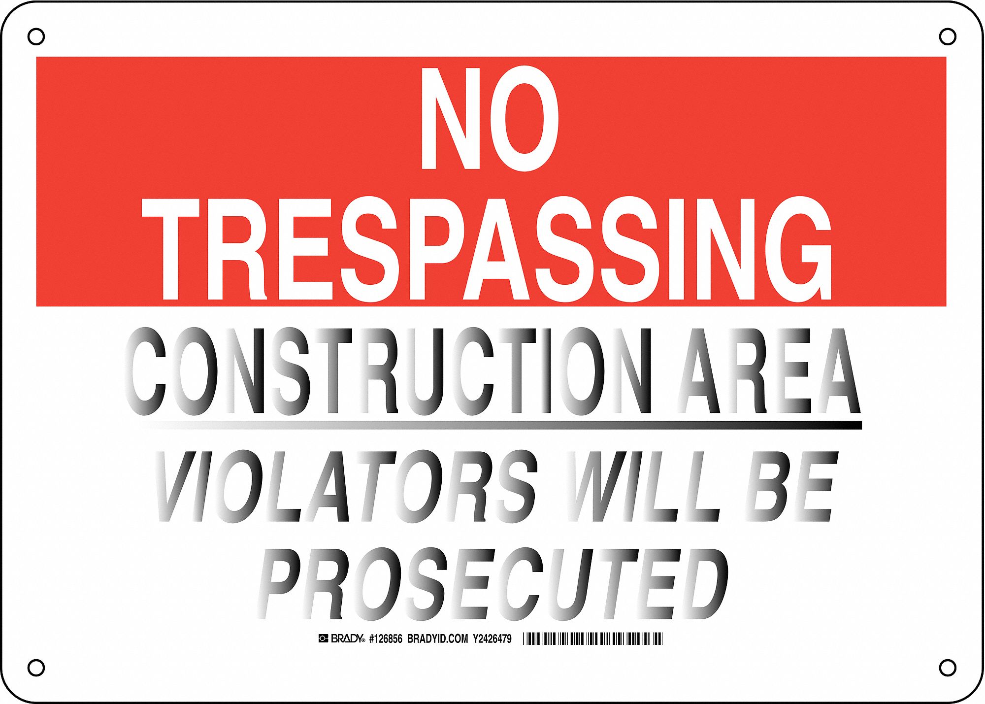 Plastic, Construction Site Sign, No Trespassing, 14 in Width, 10 in ...