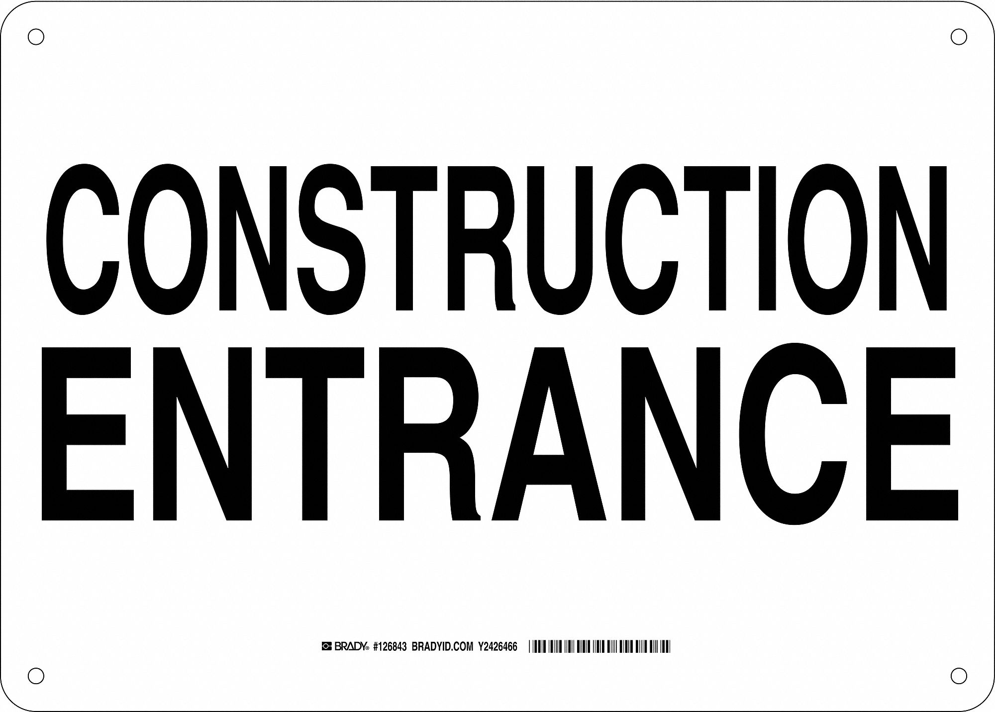 Entrance Sign, Construction Entrance, Header No Header, Rectangle, 10 ...