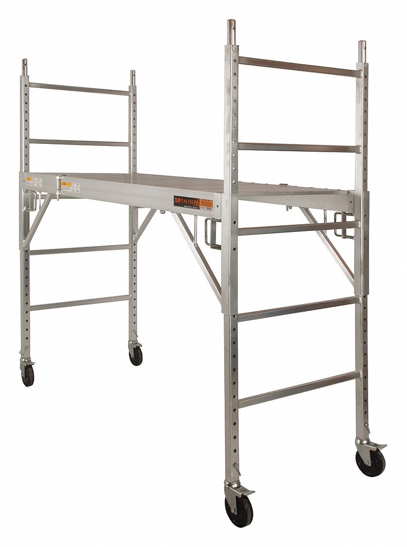 METALTECH Scaffold, Steel/Wood, 2 ft 2 in to 6 ft Platform Height, 6 ft ...