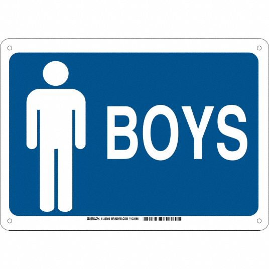 Aluminum, Restroom Sign, 14" Width, 10" Height, Blue, White, With ...