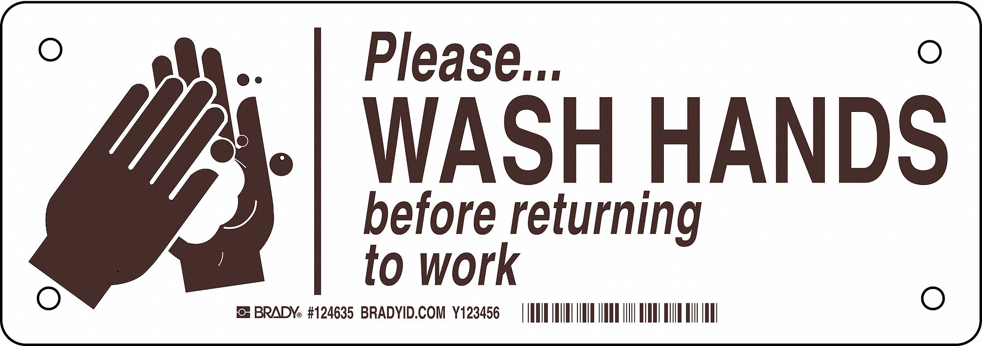 Plastic, Restroom Sign, 10 in Width, 3 1/2 in Height, White, With ...