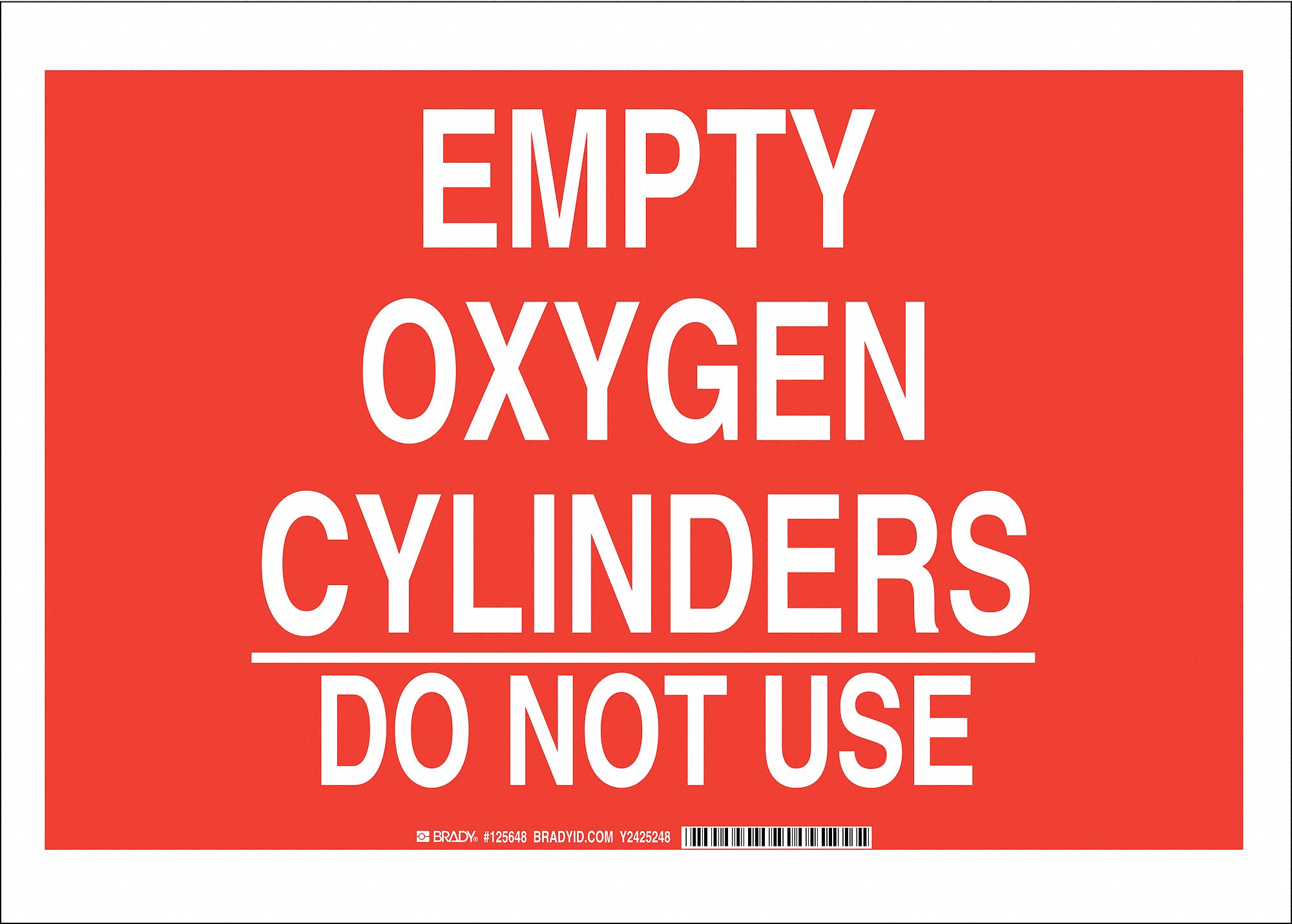Chemical Sign, Empty Oxygen Cylinders Do Not Use, Header No Header ...