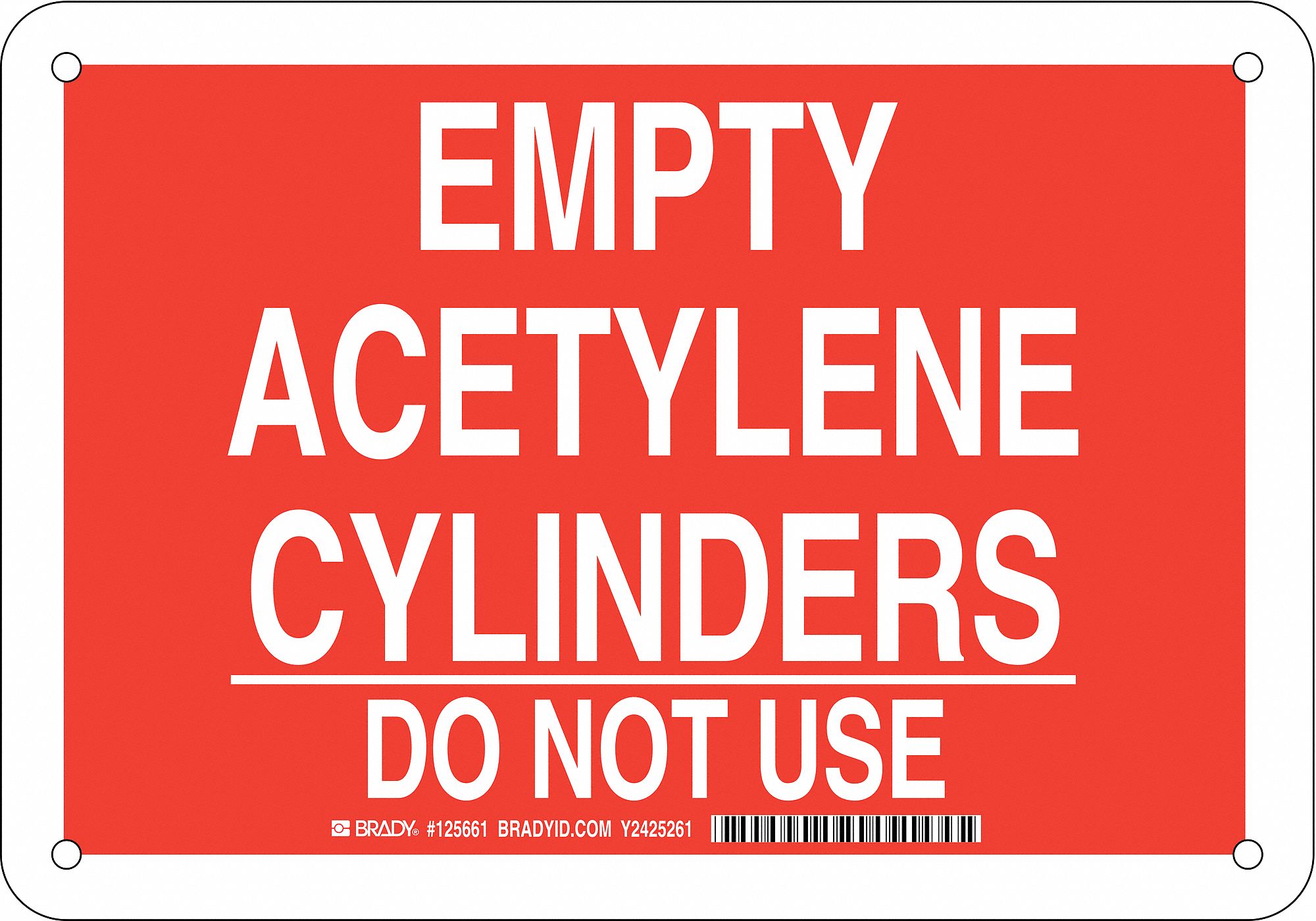 Chemical Sign, Empty Acetylene Cylinders Do Not Use, Header No Header ...