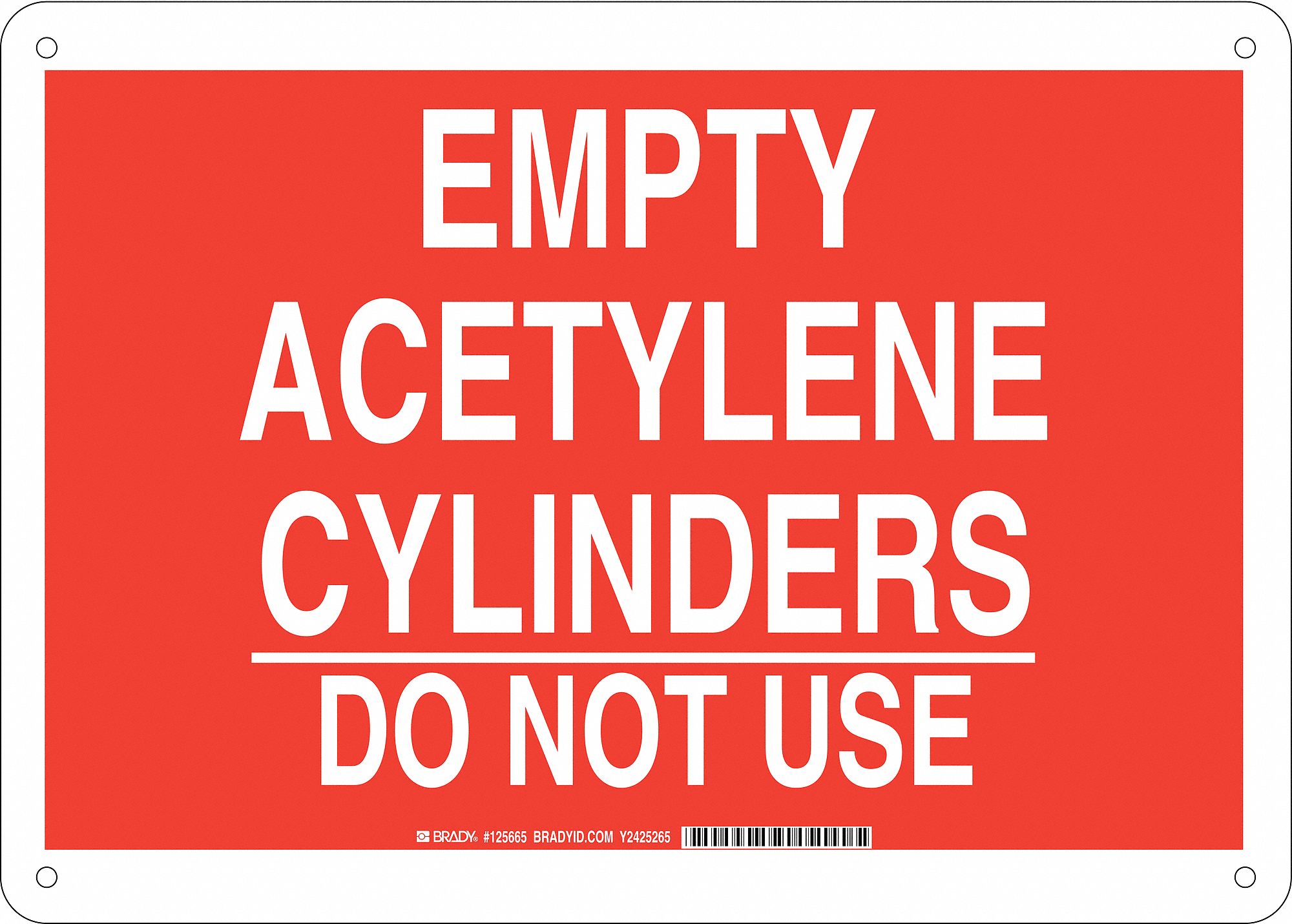 Chemical Sign, Empty Acetylene Cylinders Do Not Use, Header No Header ...