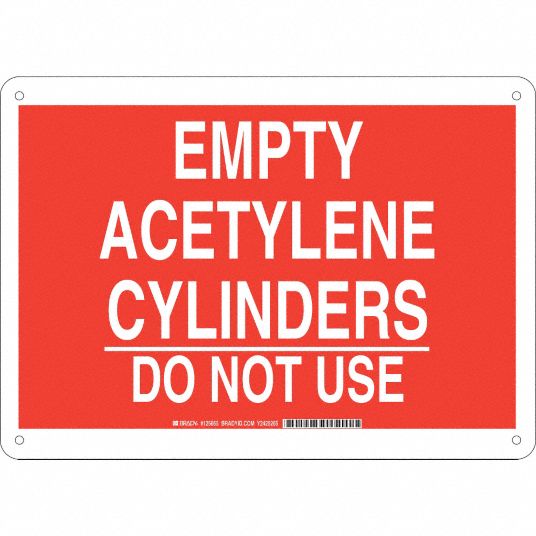 Chemical Sign, Empty Acetylene Cylinders Do Not Use, Header No Header ...