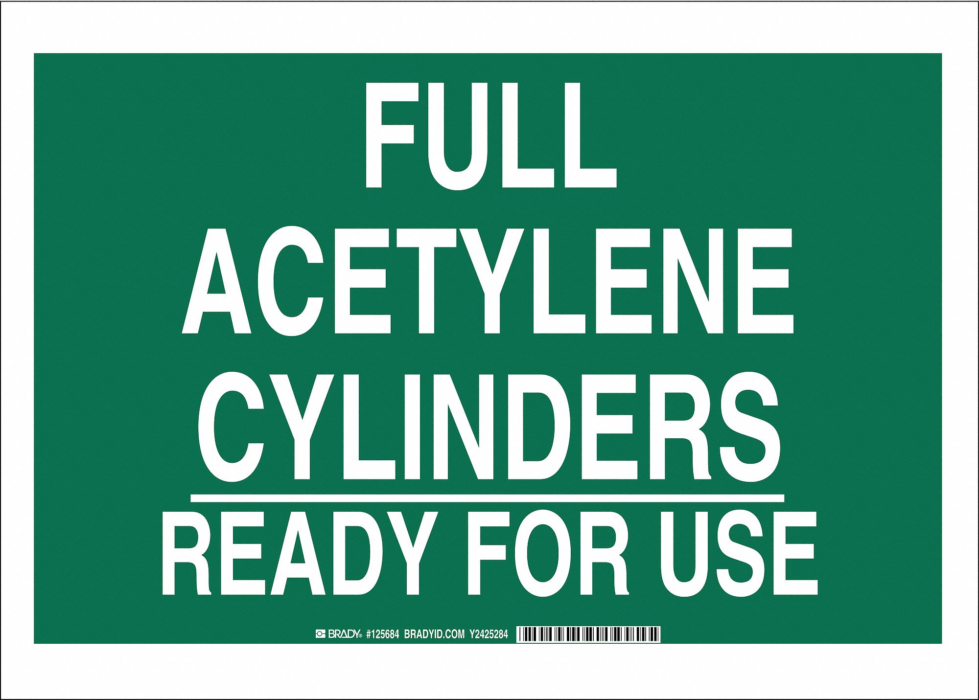 Chemical Sign, Full Acetylene Cylinders Ready For Use, Header No Header ...