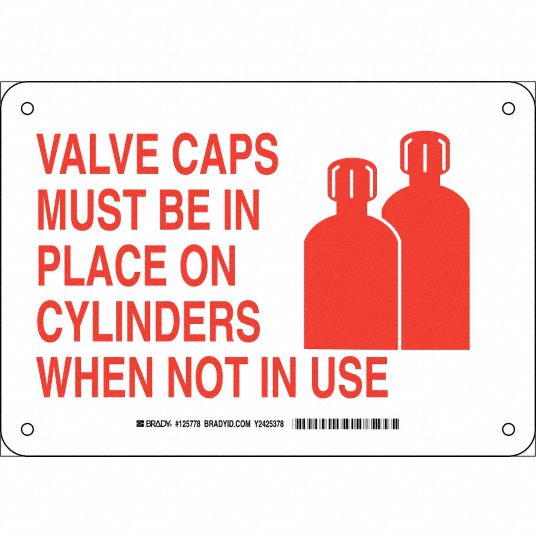 Chemical Sign, Valve Caps Must Be In Place On Cylinders When Not In Use ...