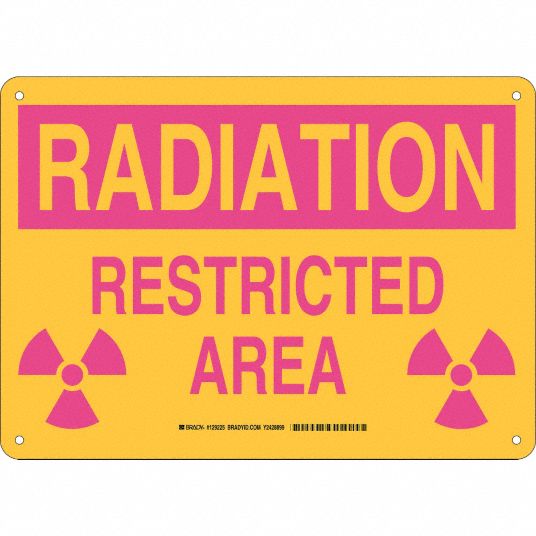 Aluminum, Hazard Sign, Radiation, 14 in Width, 10 in Height, English ...