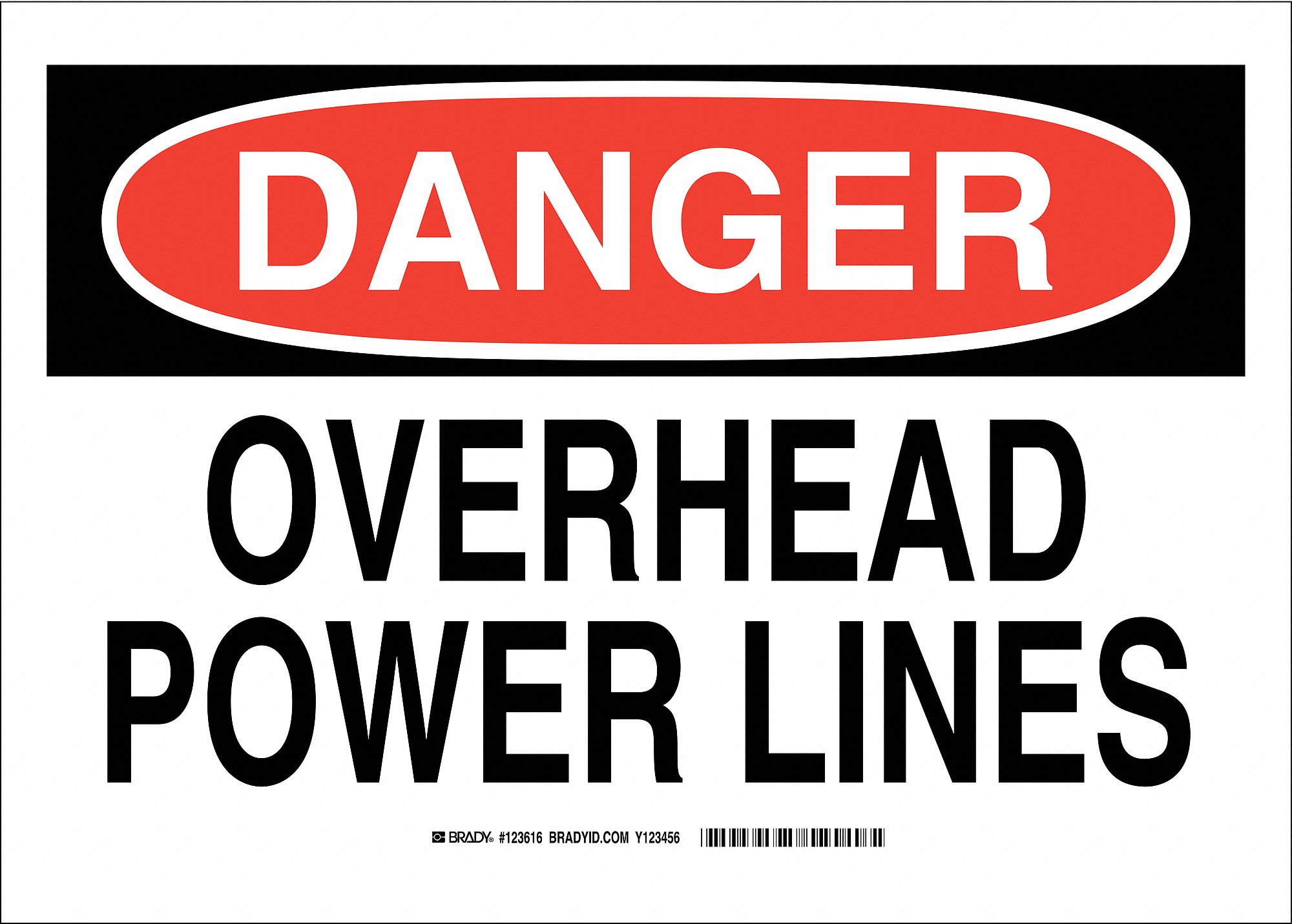 Danger Sign, Overhead Power Lines, Header Danger, Rectangle, 10 in ...