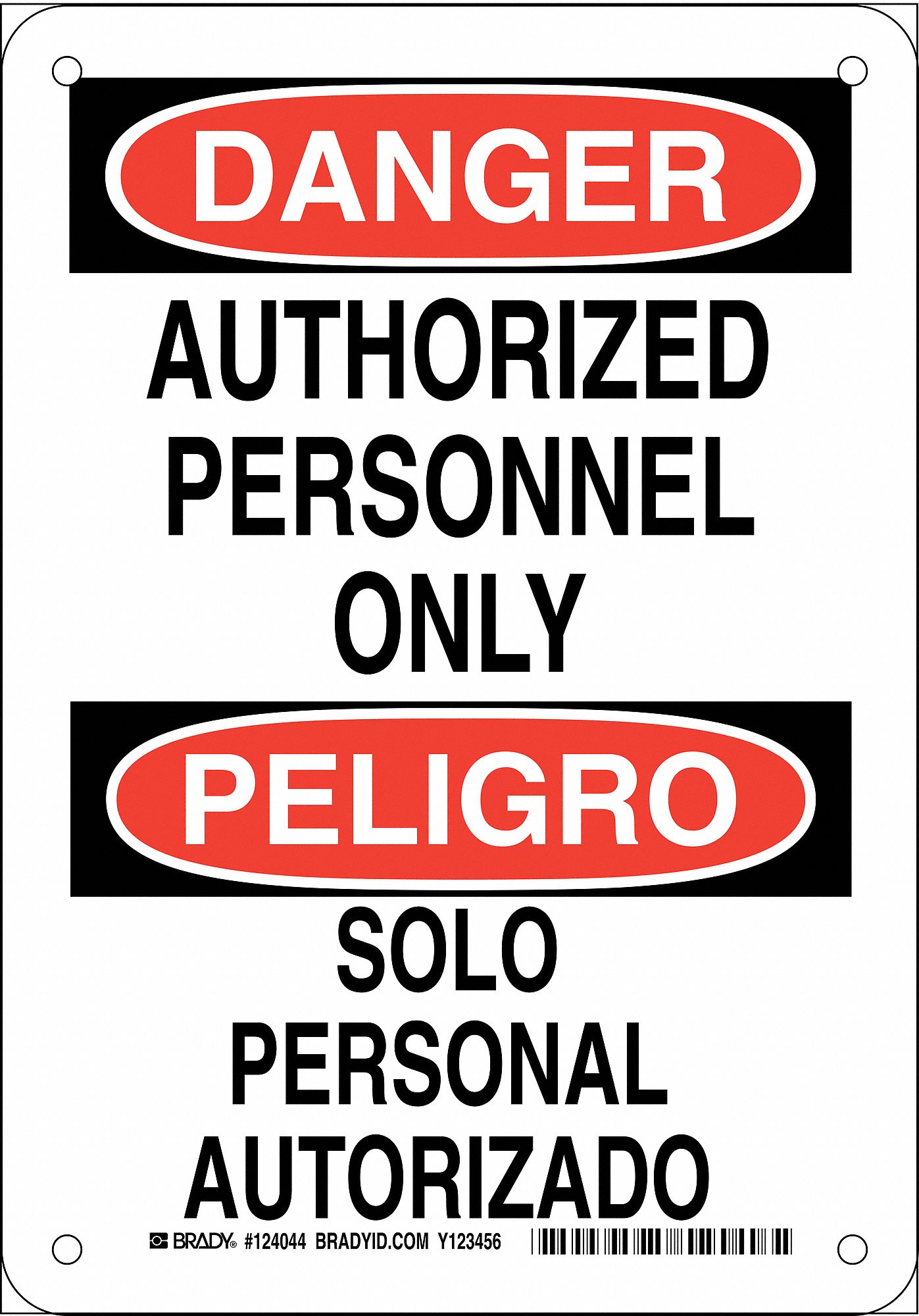 Plastic, Danger Sign, Danger/Peligro, 7 in Width, 10 in Height, English ...
