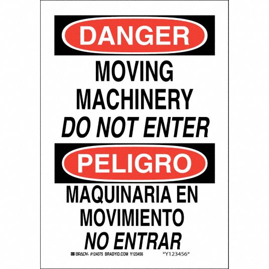 Plastic, Danger Sign, 7" Width, 10" Height, White, With Mounting Holes ...