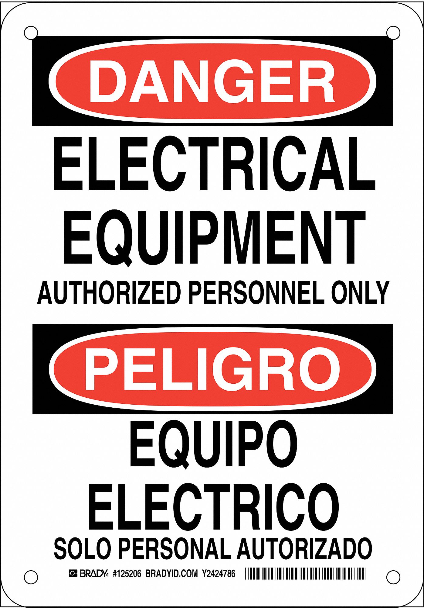 Danger Sign, Electrical Equipment Authorized Personnel Only/Equ, Header ...