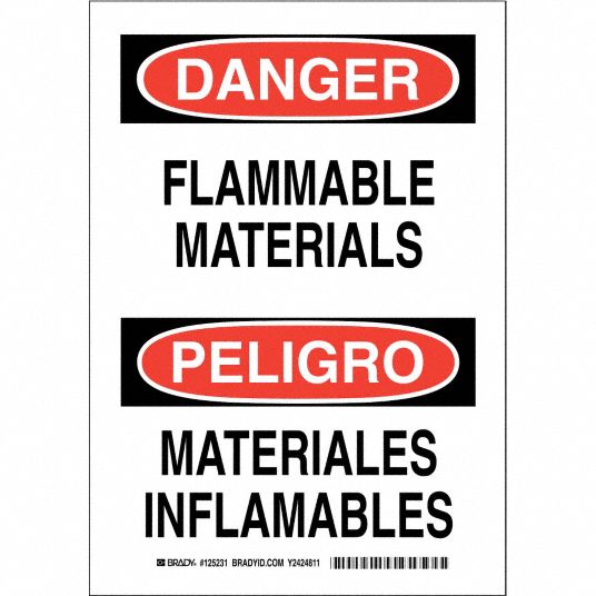Danger Sign, Flammable Materials/Materiales Inflamables, Header Danger ...