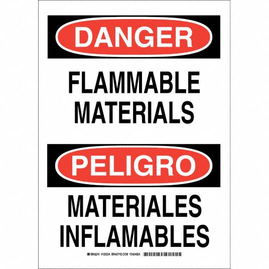 Danger Sign, Flammable Materials/Materiales Inflamables, Header Danger ...