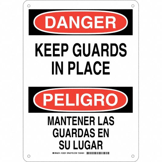 Plastic, Danger Sign, 10" Width, 14" Height, White, With Mounting Holes ...