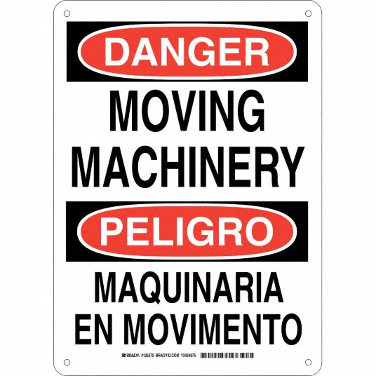 Plastic, Danger Sign, 10" Width, 14" Height, White, With Mounting Holes ...
