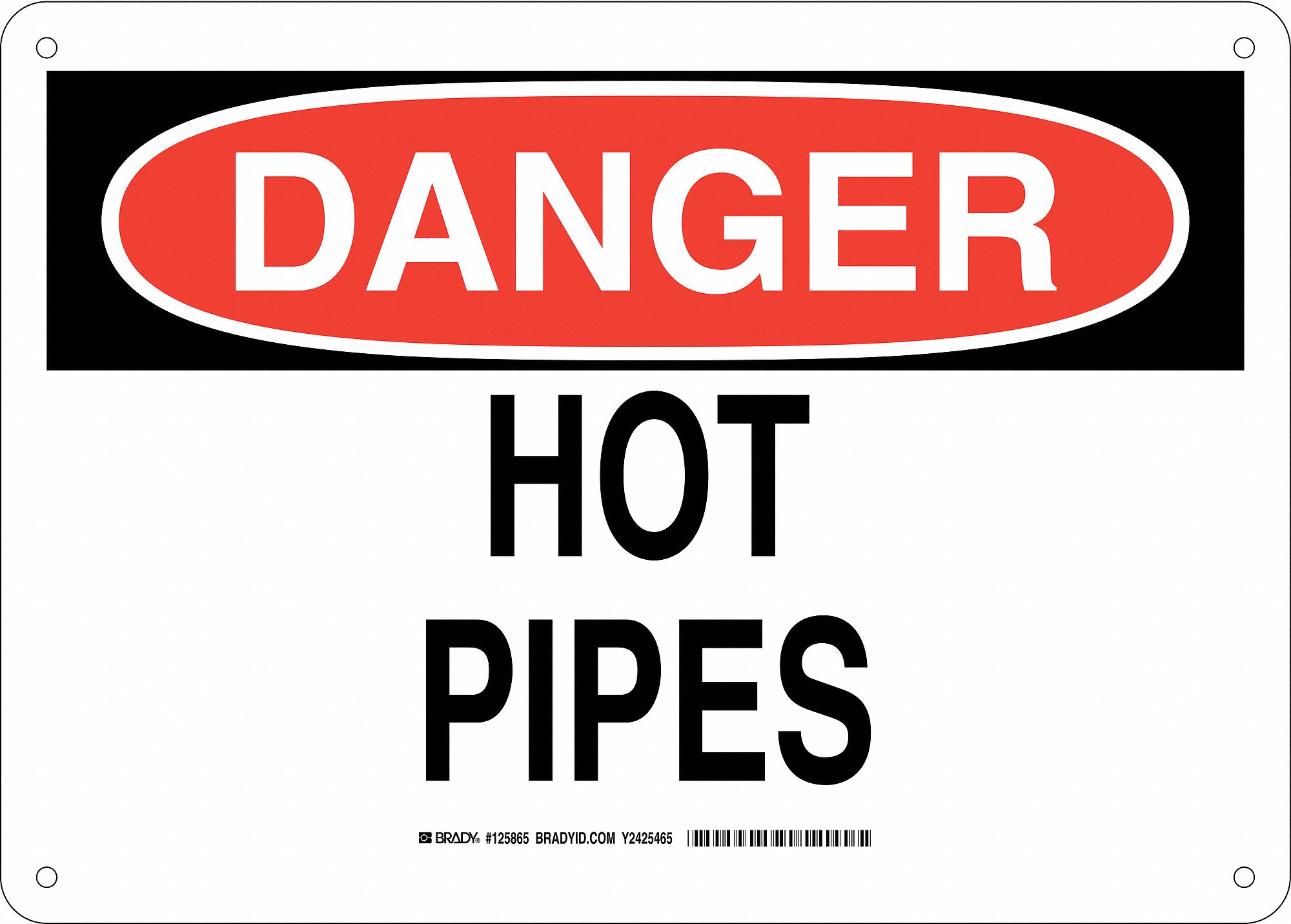 Danger Sign, Hot Pipes, Header Danger, Rectangle, 10 in Height, 14 in ...