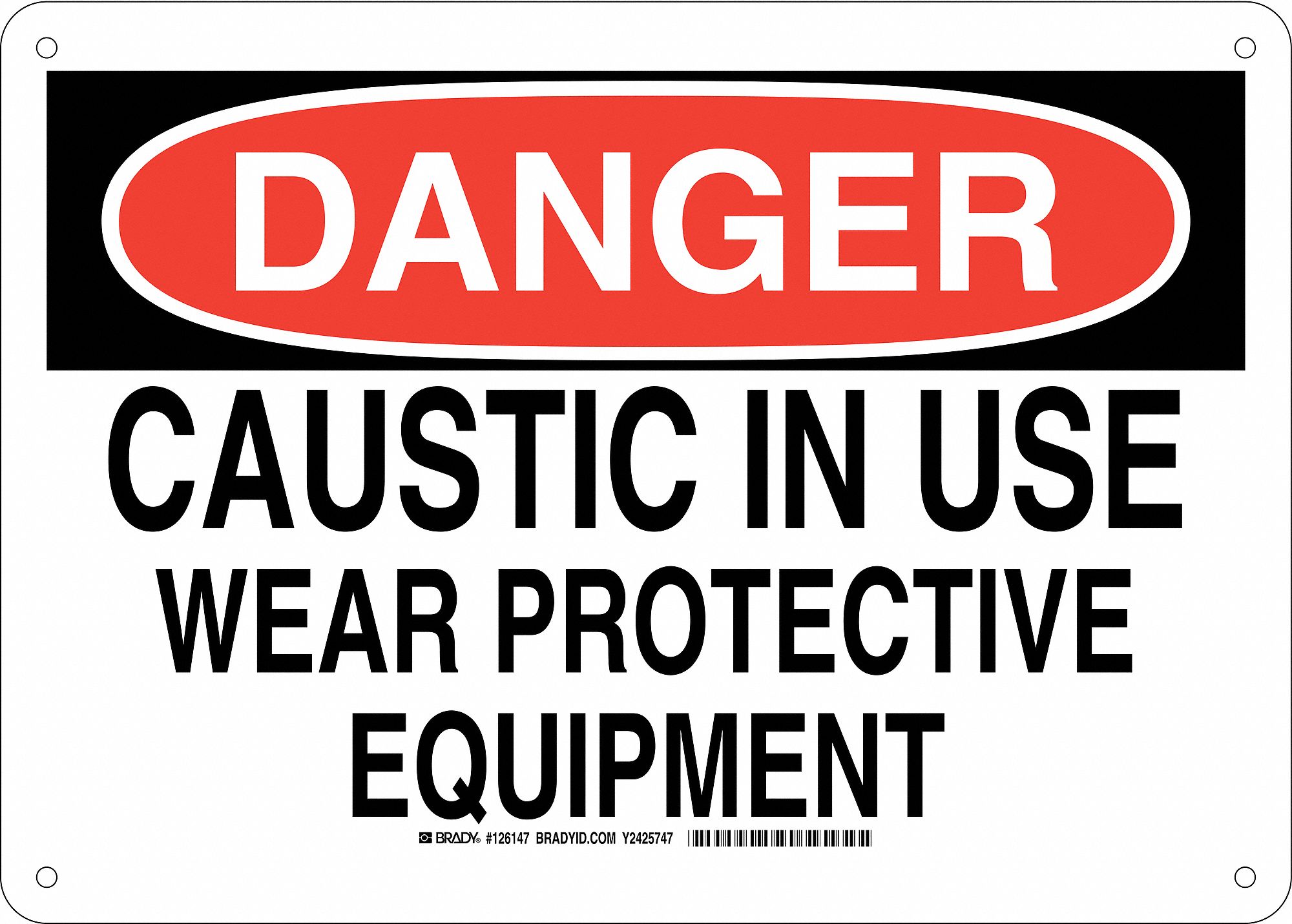 Danger Sign, Caustic In Use Wear Protective Equipment, Header Danger ...