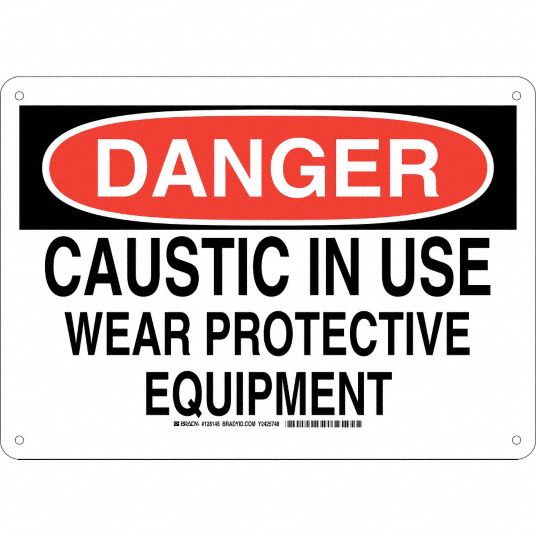 Danger Sign, Caustic In Use Wear Protective Equipment, Header Danger ...