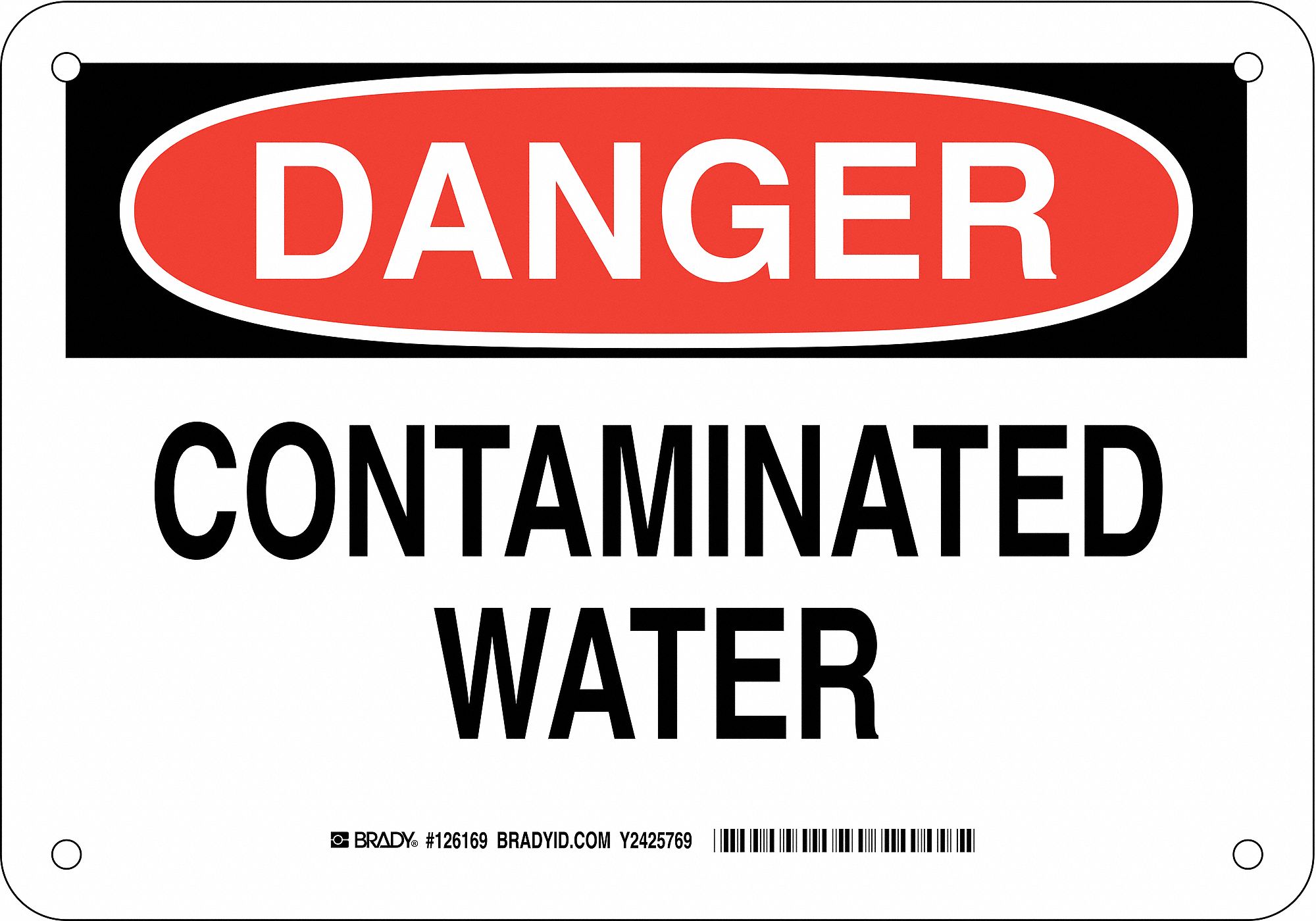 Plastic, Danger Sign, 10" Width, 7" Height, White, With Mounting Holes ...