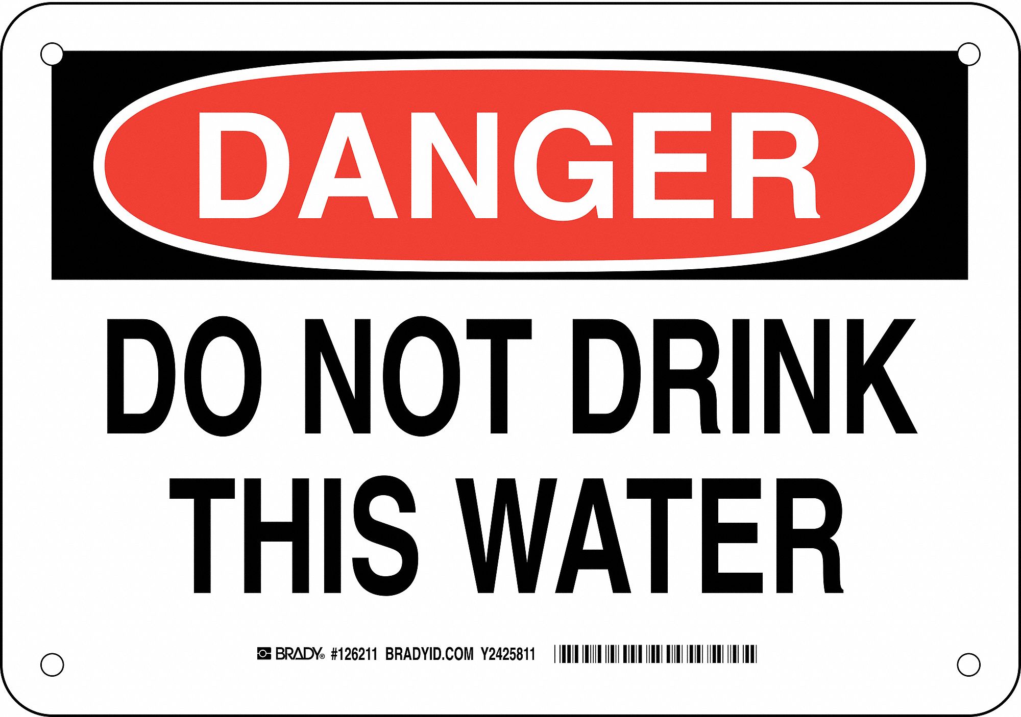 Plastic, Danger Sign, 10" Width, 7" Height, White, With Mounting Holes ...