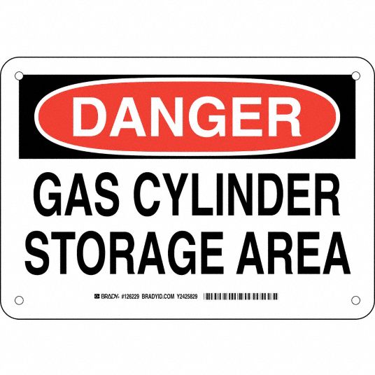 Danger Sign, Gas Cylinder Storage Area, Header Danger, Rectangle, 7 in ...