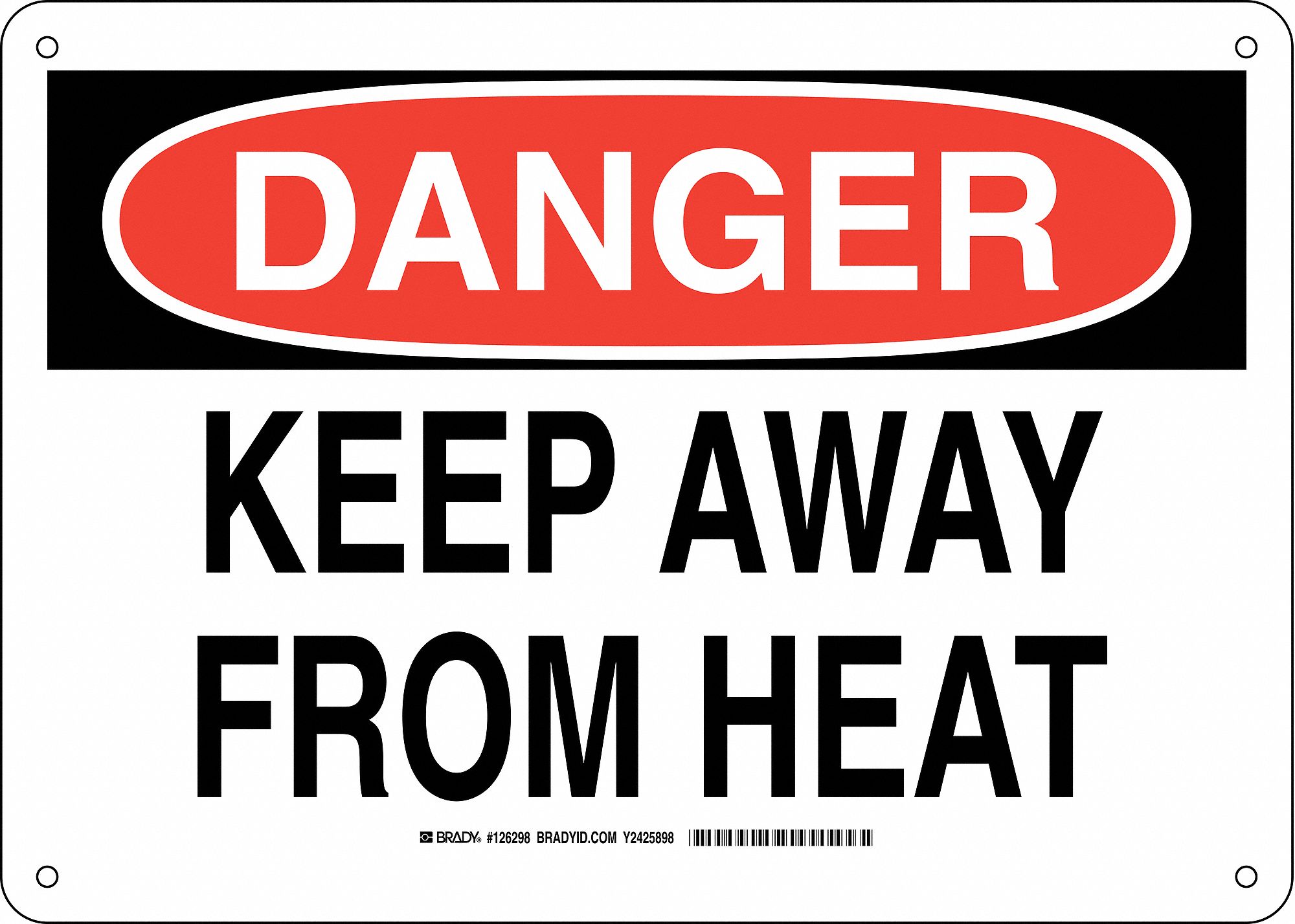 Plastic, Danger Sign, 14" Width, 10" Height, White, With Mounting Holes ...