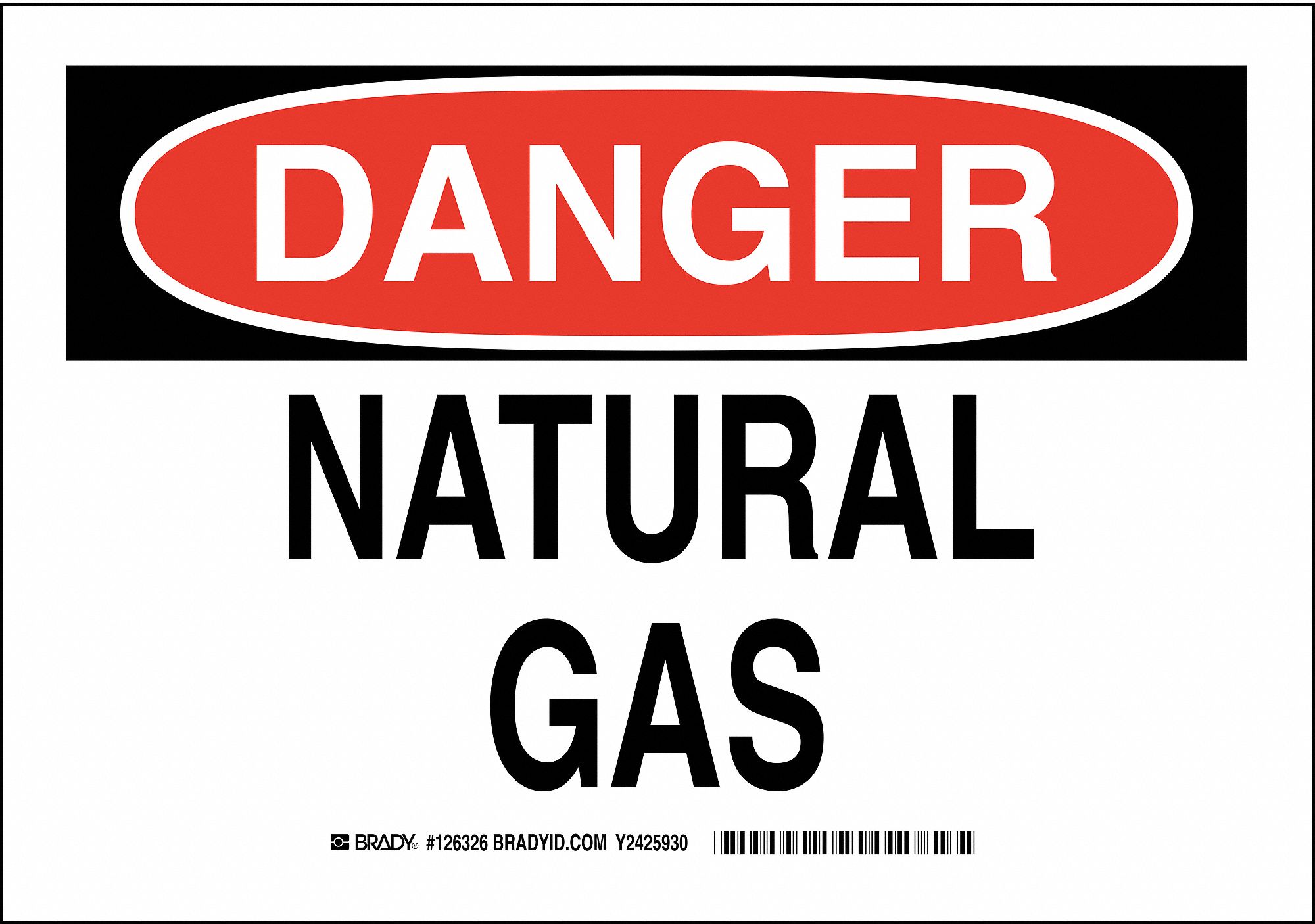 Danger Sign, Natural Gas, Header Danger, Rectangle, 10 in Height, 14 in ...