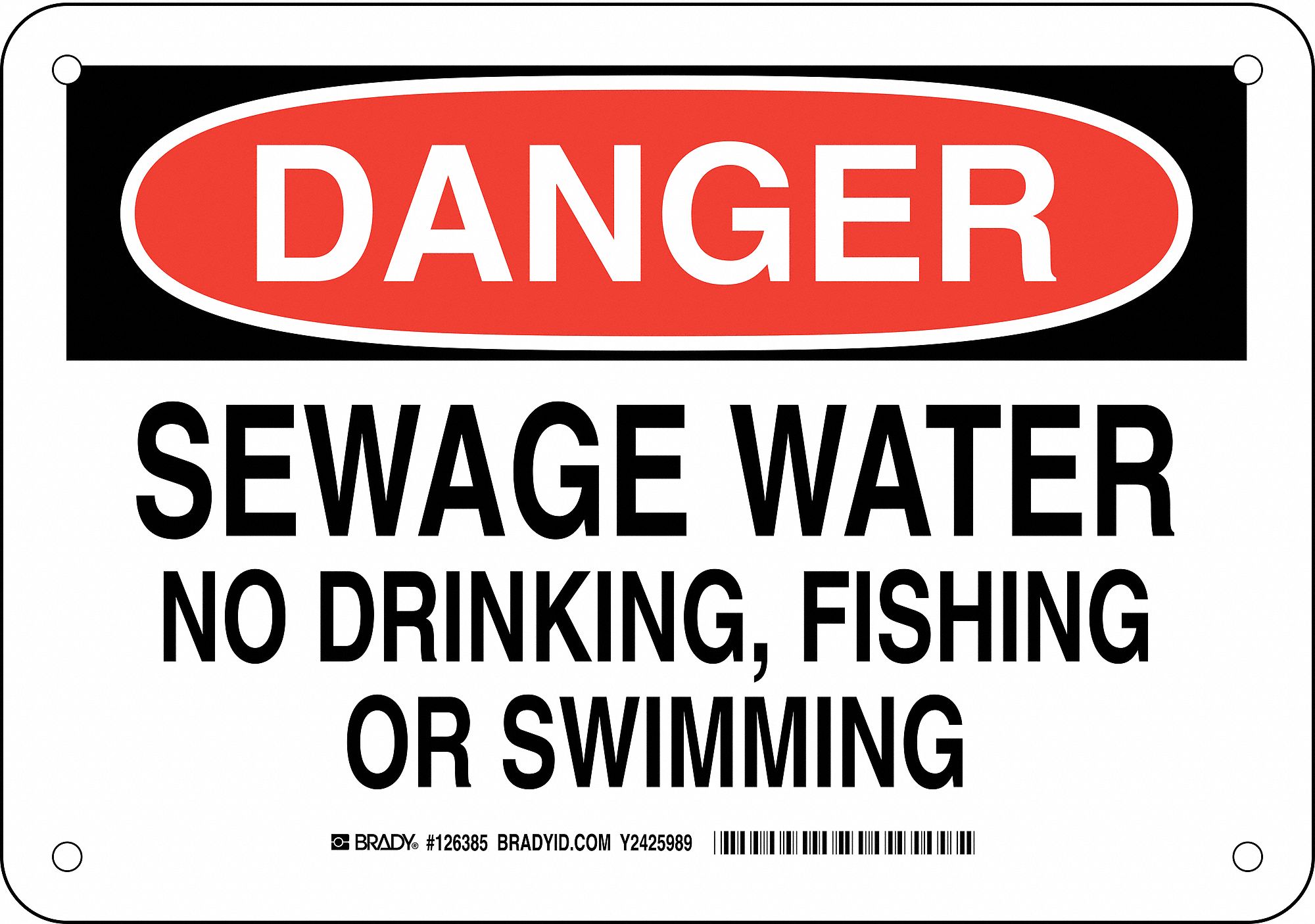 Plastic, Danger Sign, 10" Width, 7" Height, White, With Mounting Holes ...