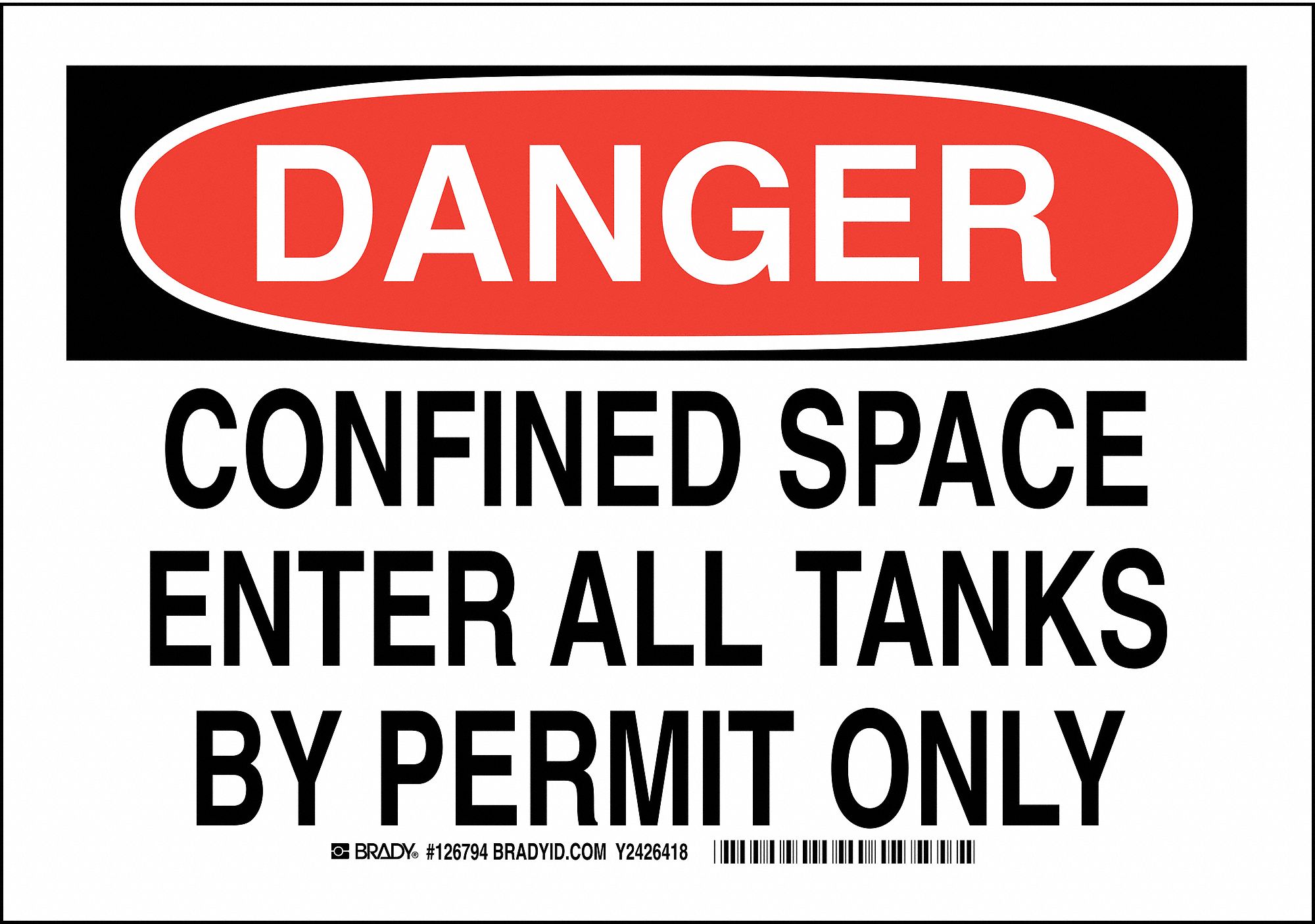 Danger Sign, Confined Space Enter All Tanks By Permit Only, Header ... Danger Sign, Confined Space Enter All Tanks By Permit Only, Header ...