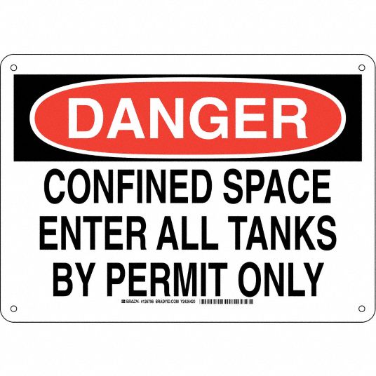 Danger Sign, Confined Space Enter All Tanks By Permit Only, Header ...