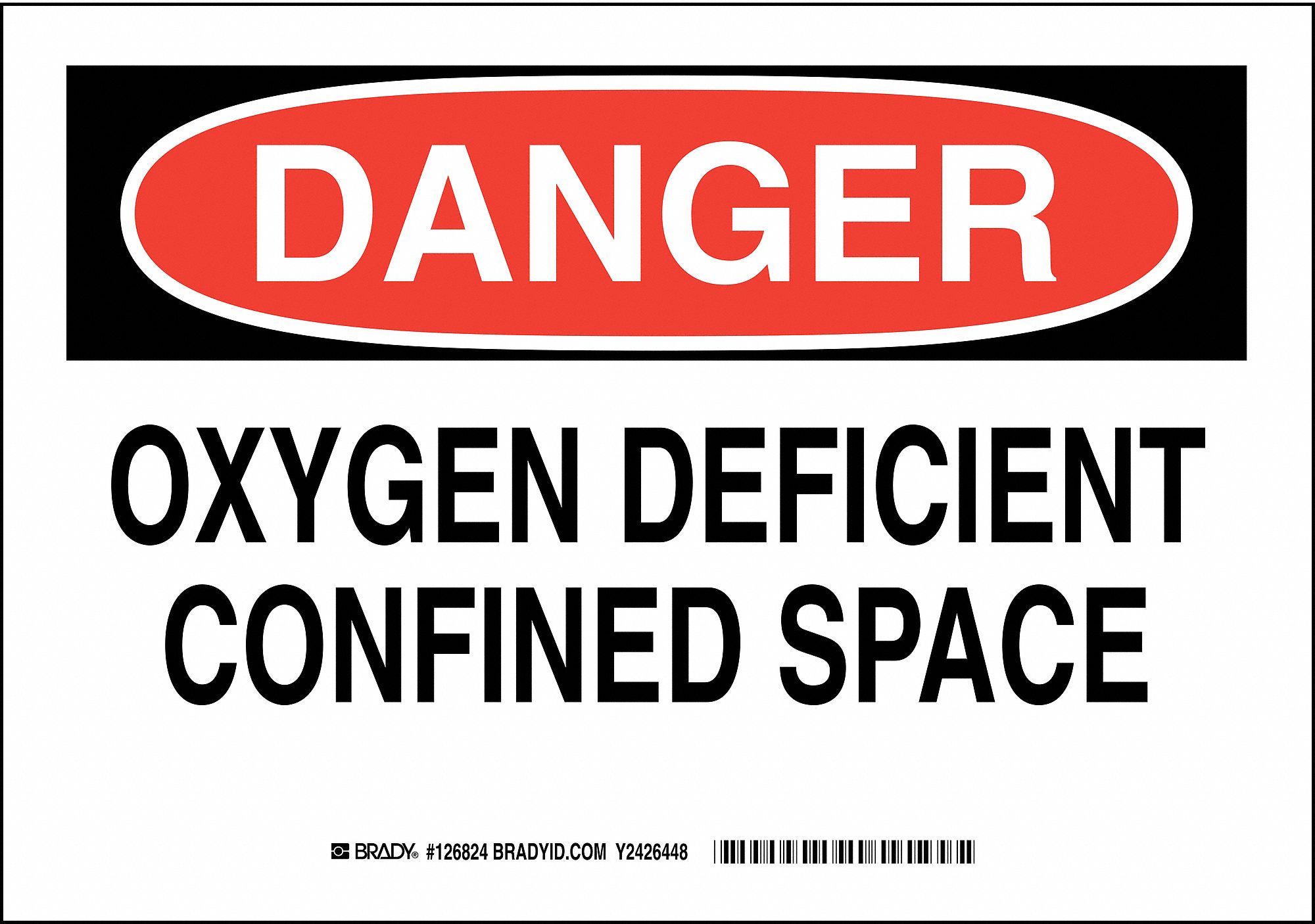 Danger Sign, Oxygen Deficient Confined Space, Header Danger, Rectangle ...