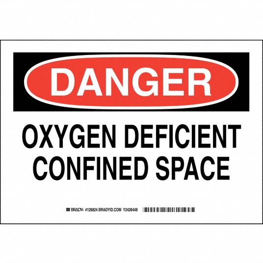 Danger Sign, Oxygen Deficient Confined Space, Header Danger, Rectangle ...