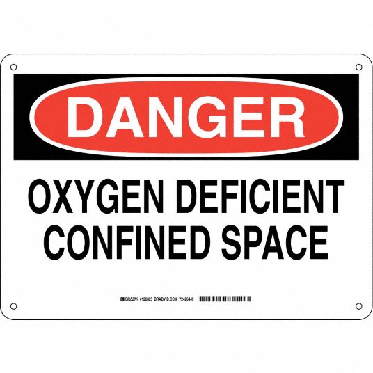 Danger Sign, Oxygen Deficient Confined Space, Header Danger, Rectangle ...