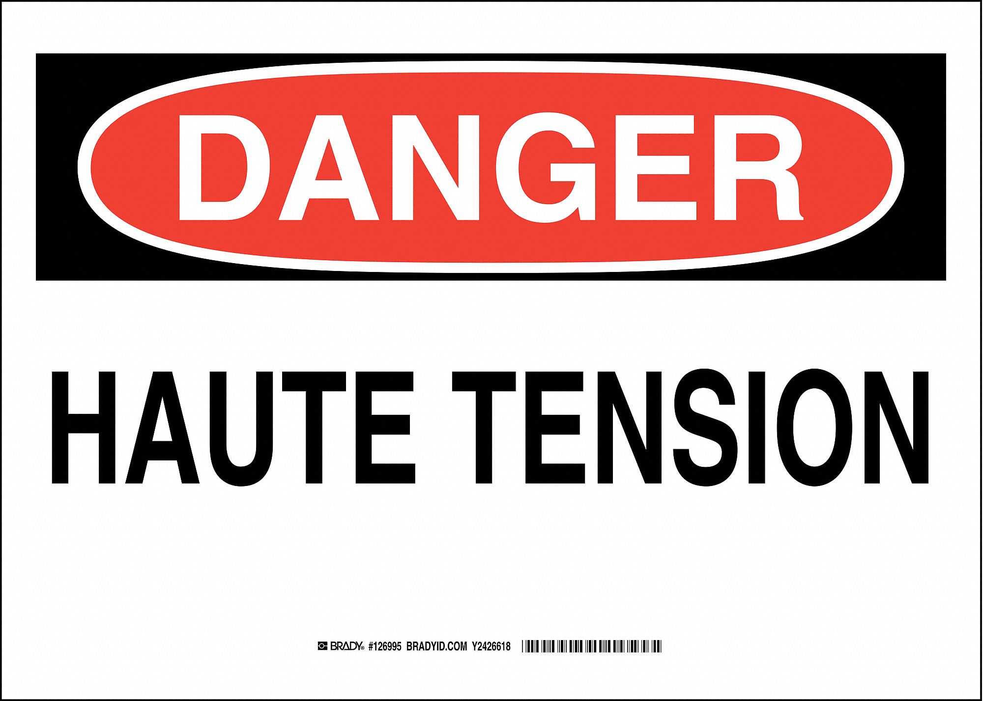 Polyester, Danger Sign, 14" Width, 10" Height, White, Adhesive Surface ...