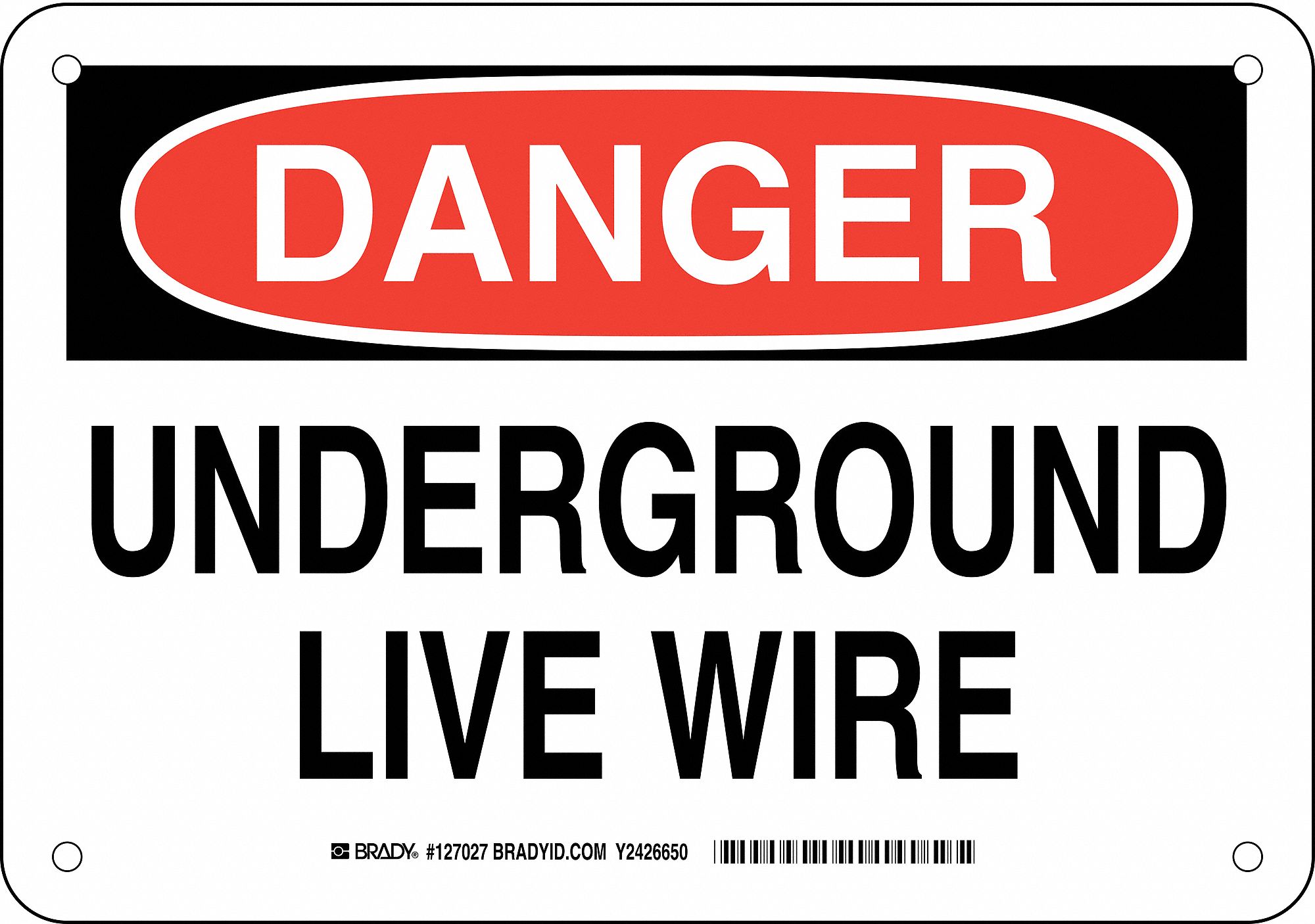 Danger Sign, Underground Live Wire, Header Danger, Rectangle, 7 in ...