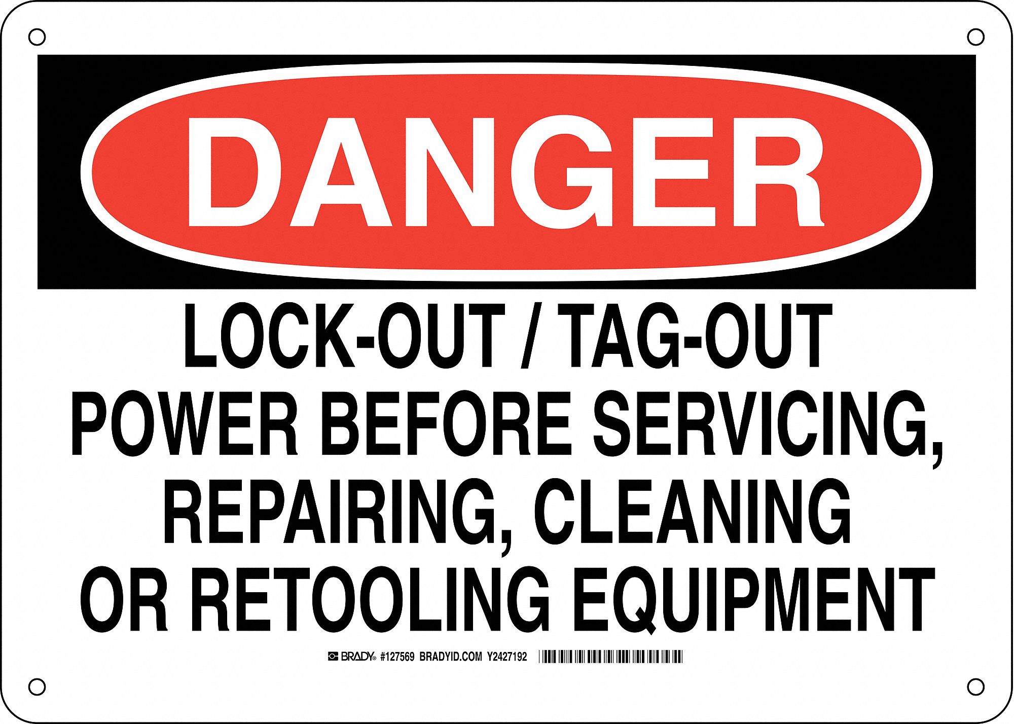 Danger Sign, Lock-Out/Tag-Out Power Before Servicing, Repairing ...