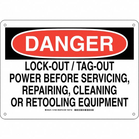 Danger Sign, Lock-Out/Tag-Out Power Before Servicing, Repairing ...
