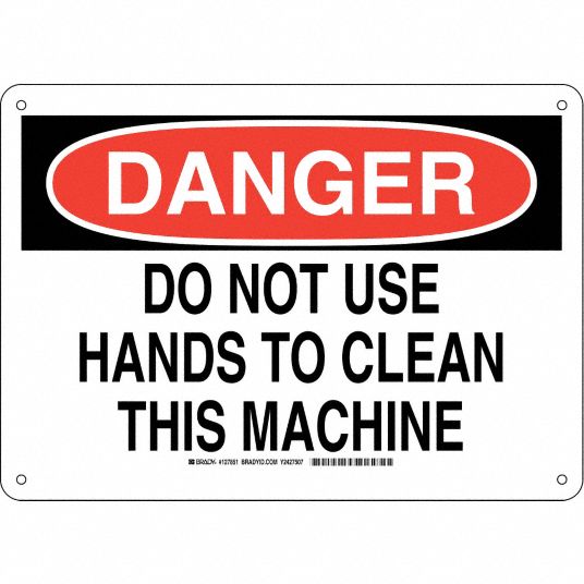 Danger Sign, Do Not Use Hands To Clean This Machine, Header Danger ...