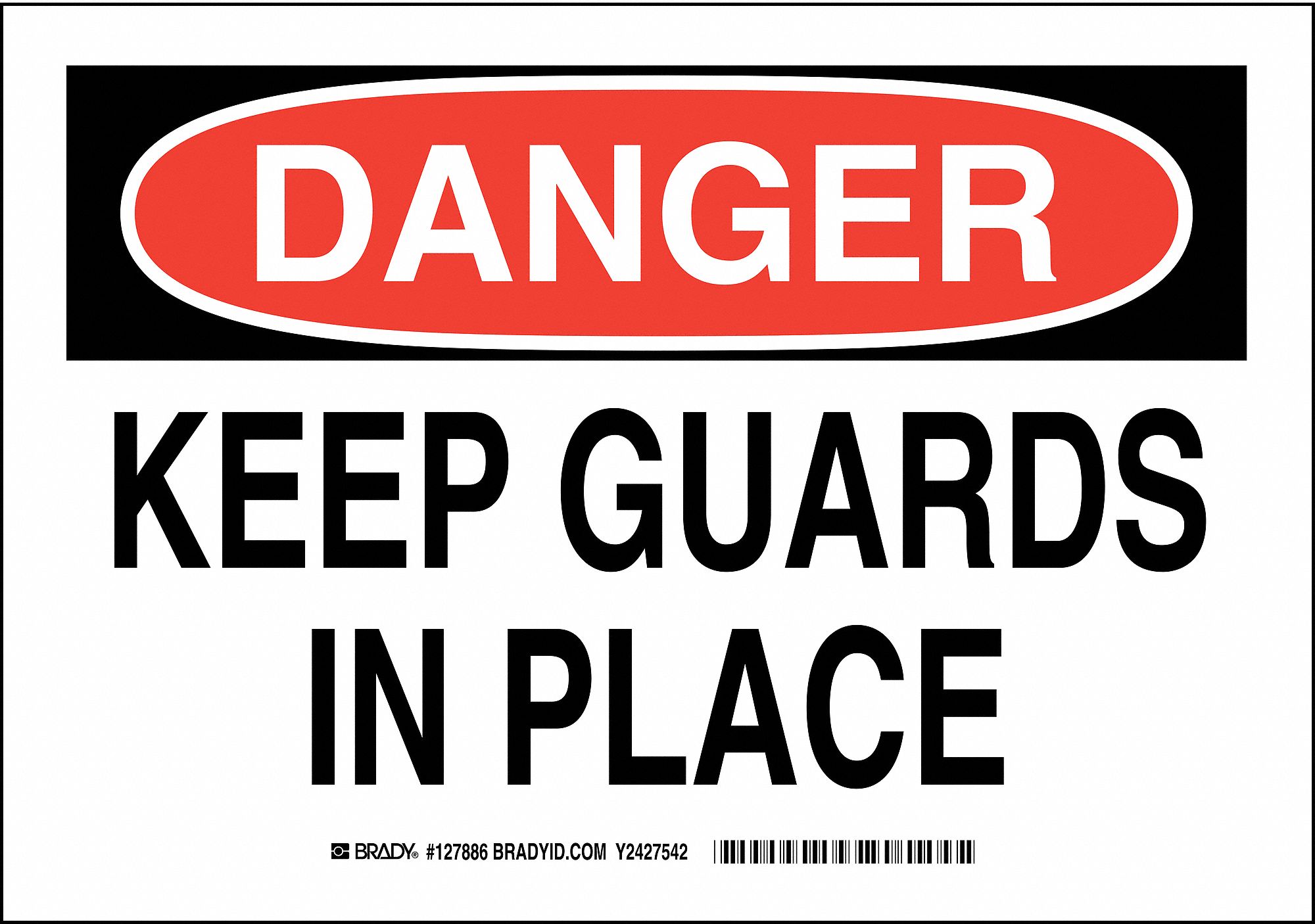 Polyester, Danger Sign, 10" Width, 7" Height, White, Adhesive Surface ...