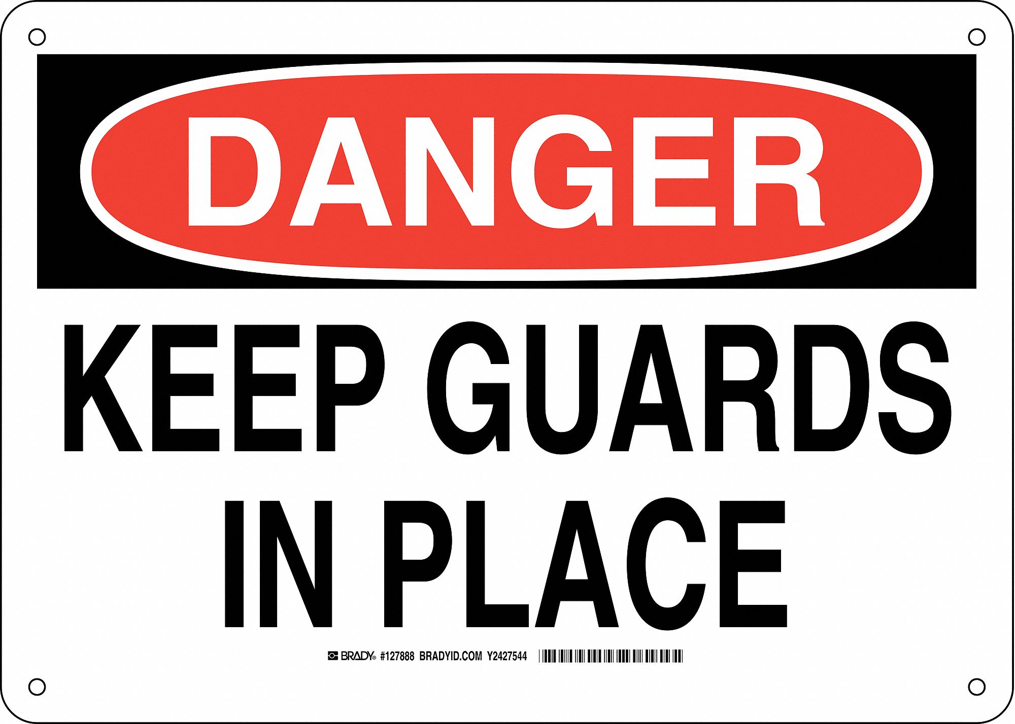 Plastic, Danger Sign, 14" Width, 10" Height, White, With Mounting Holes ...