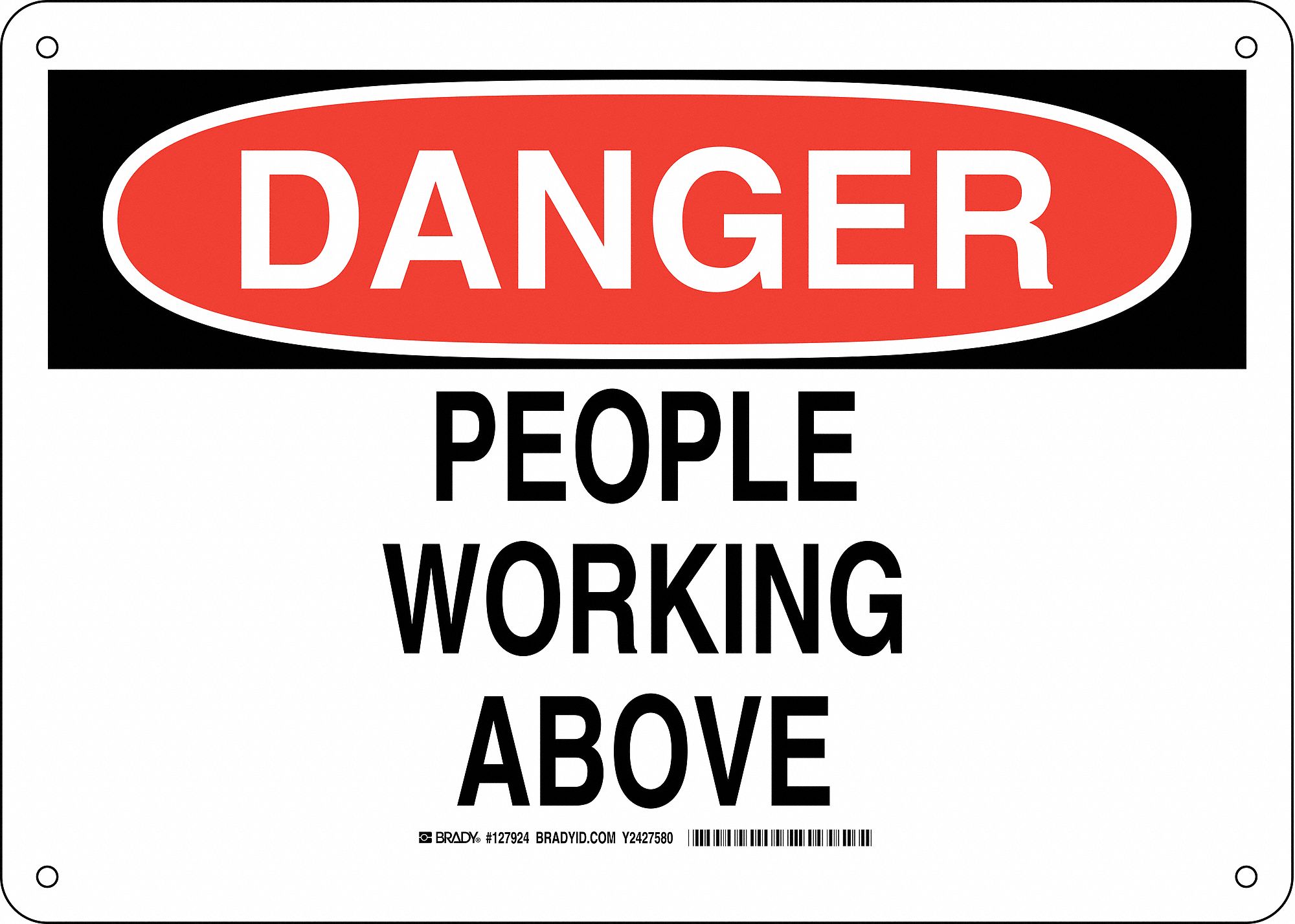 Plastic, Danger Sign, 14" Width, 10" Height, White, With Mounting Holes ...