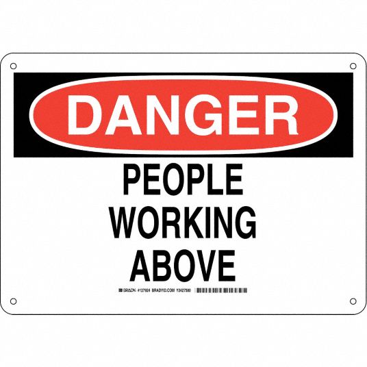 Plastic, Danger Sign, 14" Width, 10" Height, White, With Mounting Holes ...