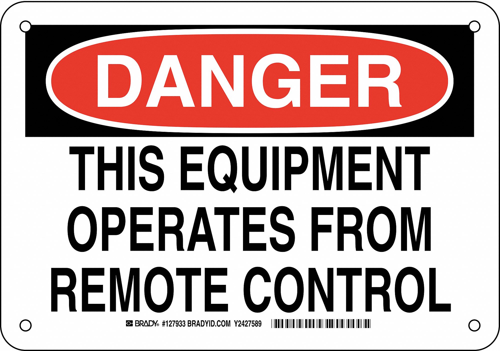 Plastic, Danger Sign, 10" Width, 7" Height, White, With Mounting Holes ...